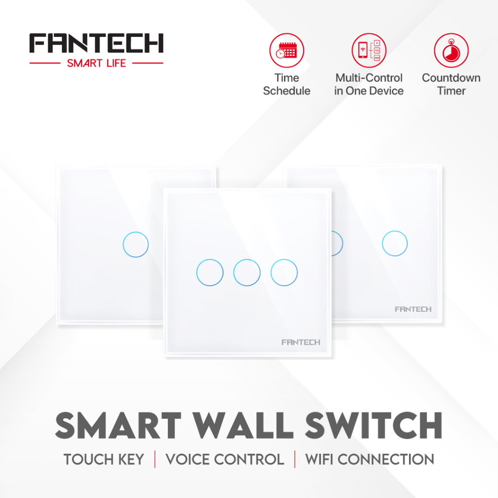 Jual Fantech Life, Saklar Lampu Pintar, Smart Wall Switch WiFi EU ...