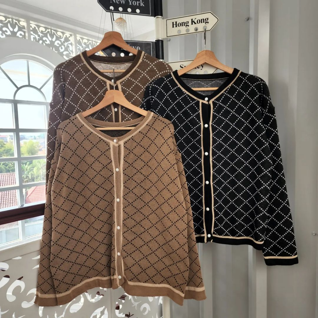 Jual Diamond Knit Outer Kardigan Rajut Tebal Premium Cardigan Rajut Korea Style Motif | Shopee ...