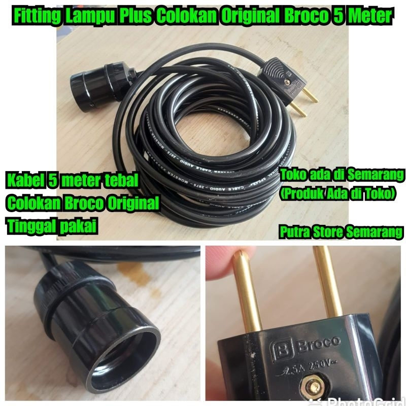 Jual Fitting Colokan 5 meter broco Original bahan kabel tebal fitting ...