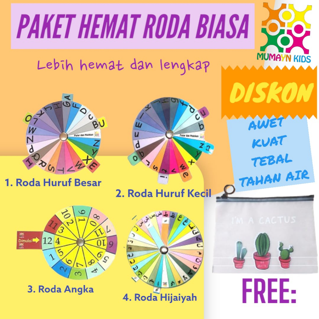 Jual Paket Hemat Roda Pintar Huruf Kecil Roda Huruf Besar Roda Angka ...