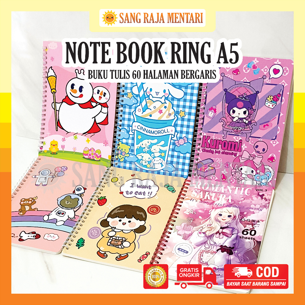 Jual Notebook Buku Tulis Ring Spiral A5 isi 60 Lembar | Memo Catatan ...