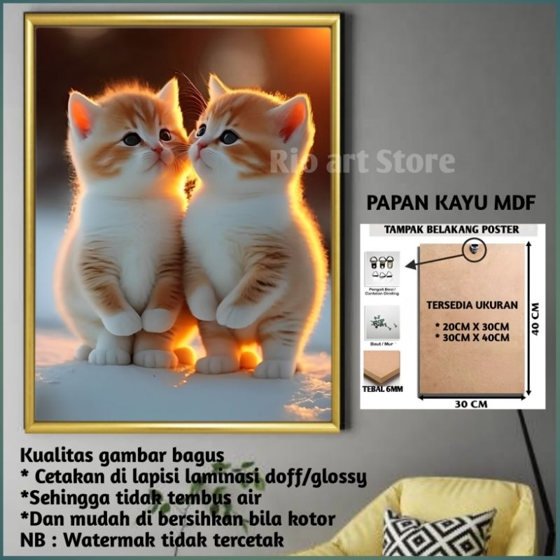 Jual Poster dua anak kucing lucu untuk hiasan dinding atau walldekor ...