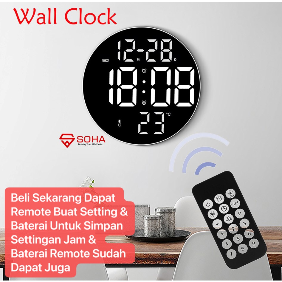 Jual JD-8010 Jam Digital LED Kualitas Tinggi Alarm Waktu Minggu Suhu ...