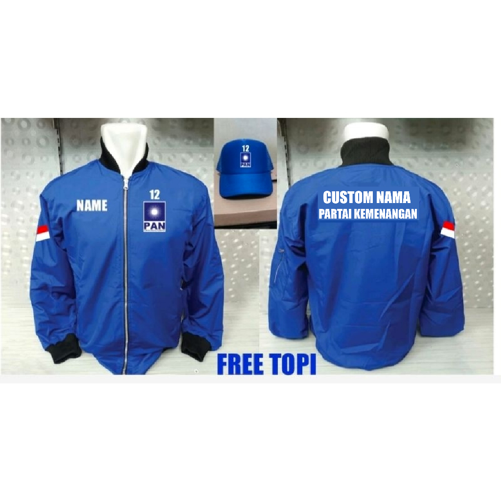 Jual JAKET BOMBER PARTAI PAN CUSTOM NAMA /TIM PEMENANGAN/LOGO PARTAI ...