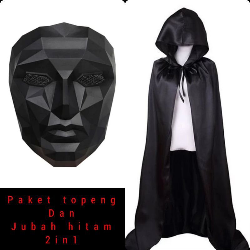 Jual paket topeng+jubah Halloween topeng front man+jubah hitam | Shopee ...