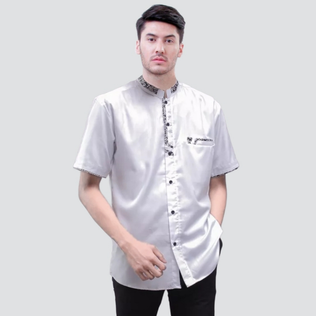 Jual Baju Koko Lengan Pendek Motif Anos Kombinasi Batik Original Elrumi ...