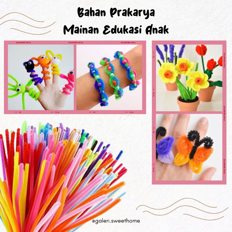 Jual Pipe Cleaner Kawat Bulu Mercy Mainan Sensory Bahan Prakarya Bunga ...