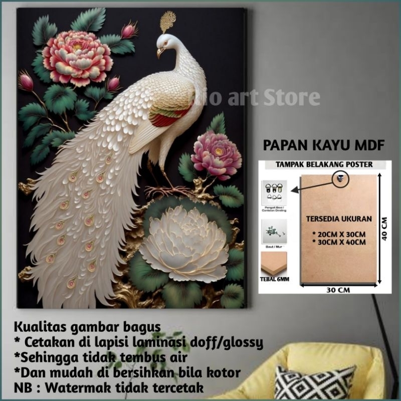 Jual Poster burung merak aesthestic hiasan dinding walldekor bahan ...