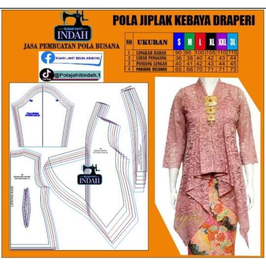 Jual POLA KEBAYA DRAPERI DEWASA POLA INSTAN POLA JIPLAK | Shopee Indonesia