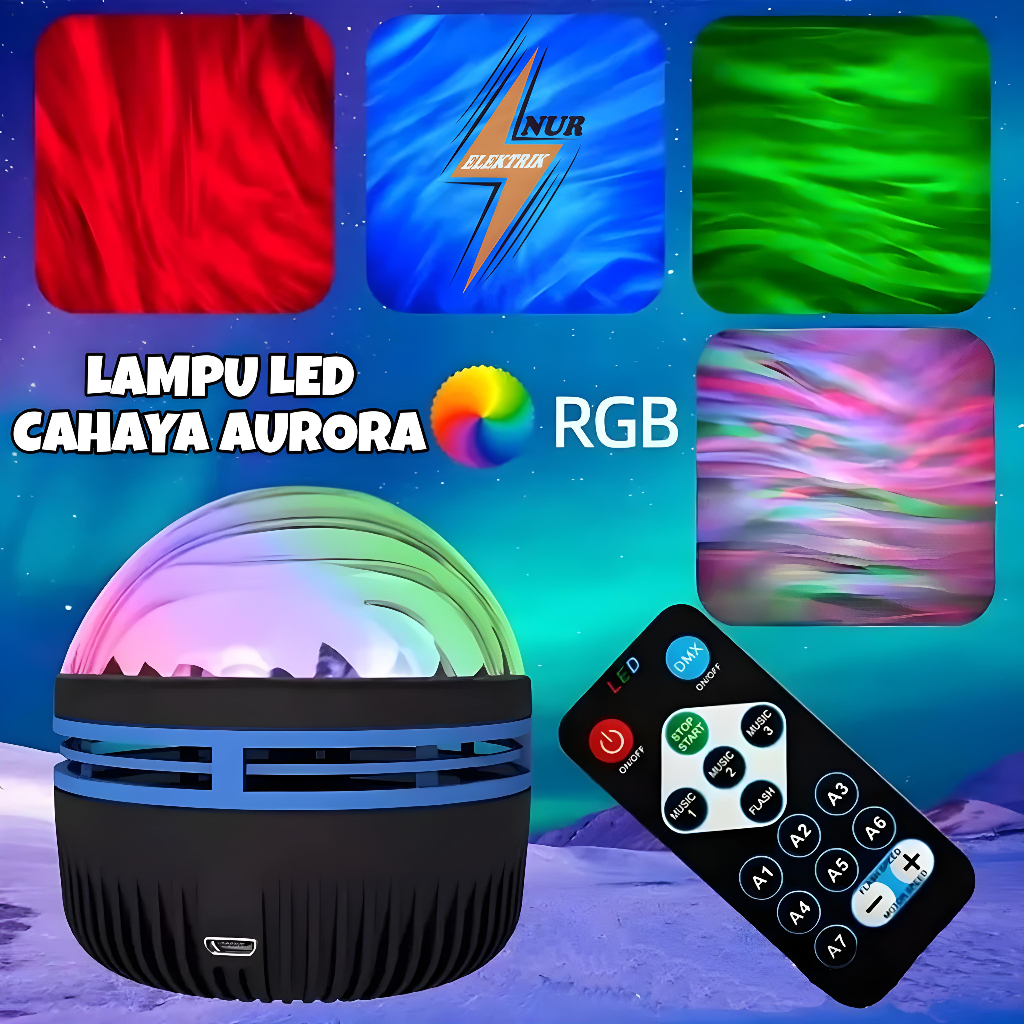 Jual LAMPU LED PROYEKTOR AURORA LANGIT MALAM + REMOTE WARNA WARNI RGB HIAS KAMAR TIDUR GAMING ...