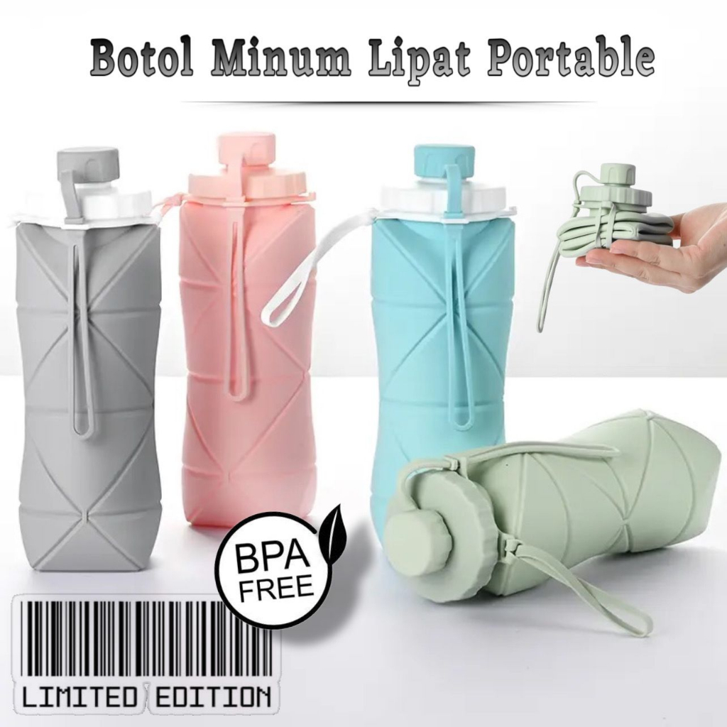 Jual Berkattoserba Botol Minum Lipat Portable Bahan Silicon | Shopee ...