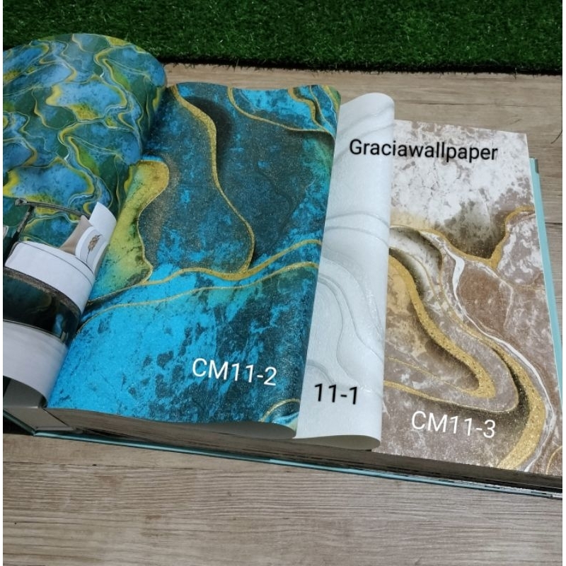 Jual Wallpaper Dinding Marmer BIRU Tosca Putih Gold | Shopee Indonesia