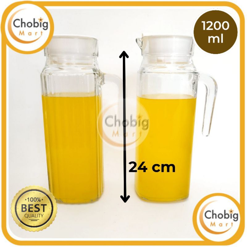 Jual CHOBIG Pitcher Kaca Transparant Polos Gelas Bening 1200ml 1000ml ...