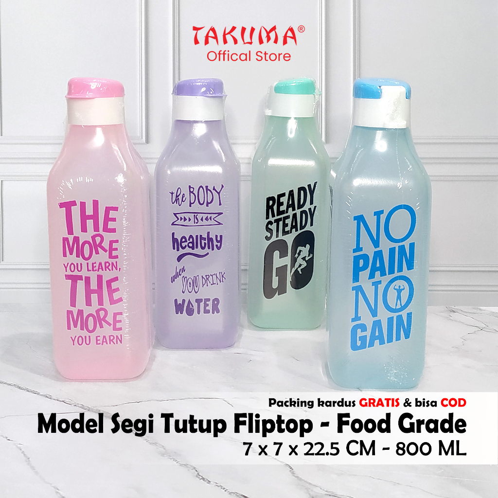 Jual Takuma Botol Air Segi Tutup Flip Top 800 ML | Shopee Indonesia