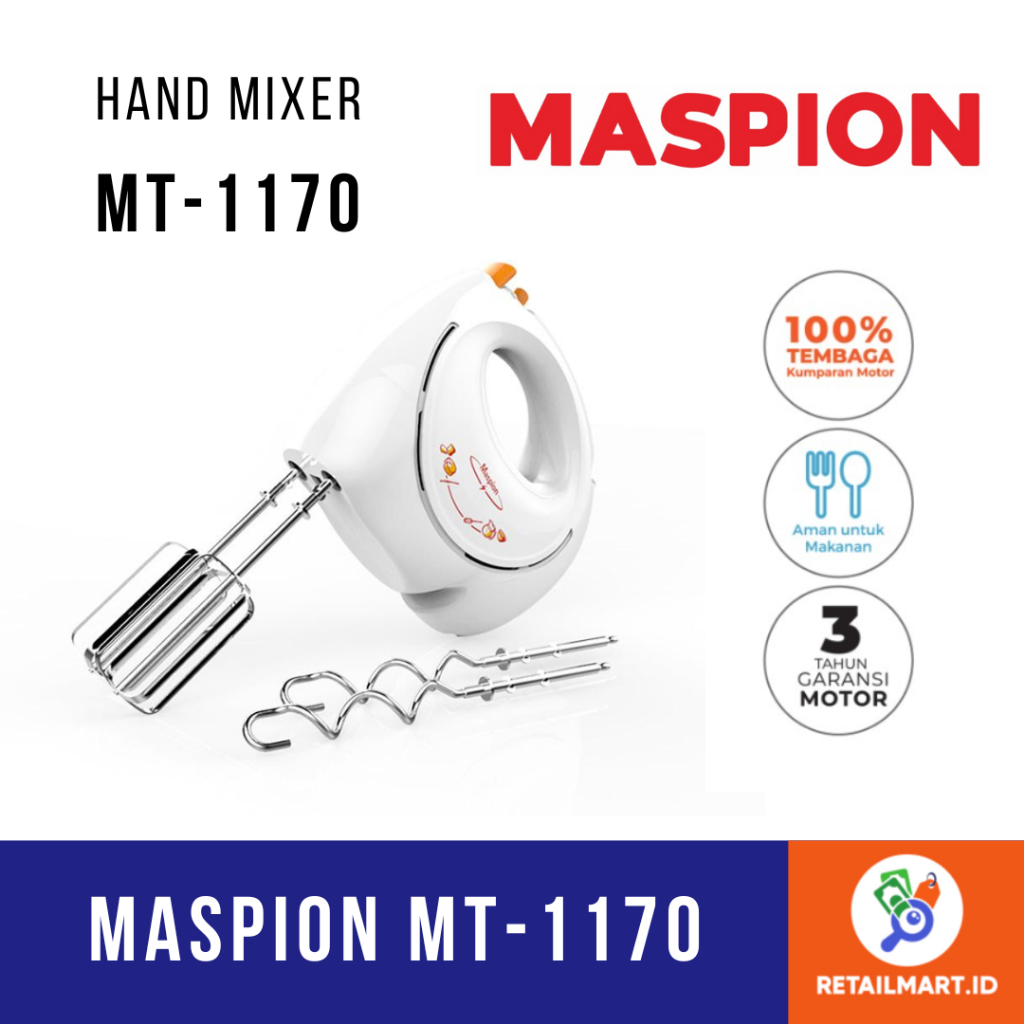 Jual MASPION: MT-1170 MIXER HAND/ PENGADUK KUE 5 SPEED | Shopee Indonesia