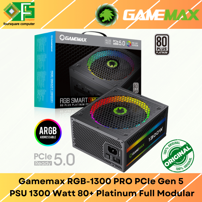 Jual PSU Gamemax RGB-1300 PRO 1300w 80+ Platinum PCIe Gen 5 | 1300 Watt ...