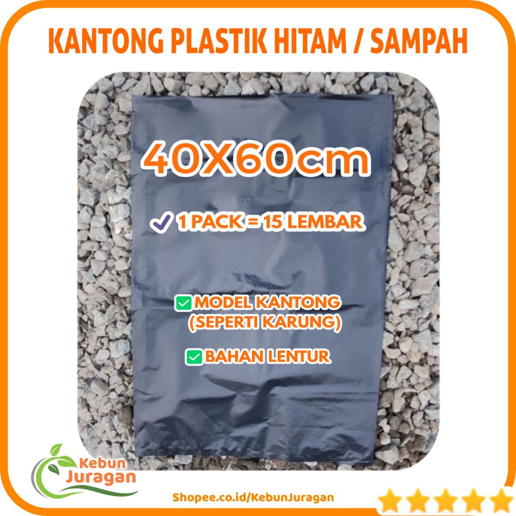 Jual Kantong Plastik Sampah Hitam 40 x 60 cm Pastik Hitam Tebal 50 ...