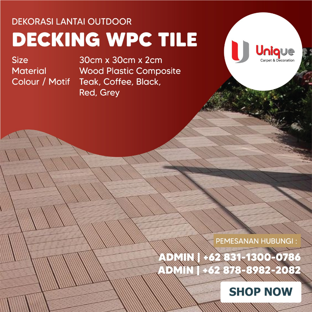 Jual Decking Tile WPC Outdoor / Dekorasi Lantai Kayu Motif Line ...