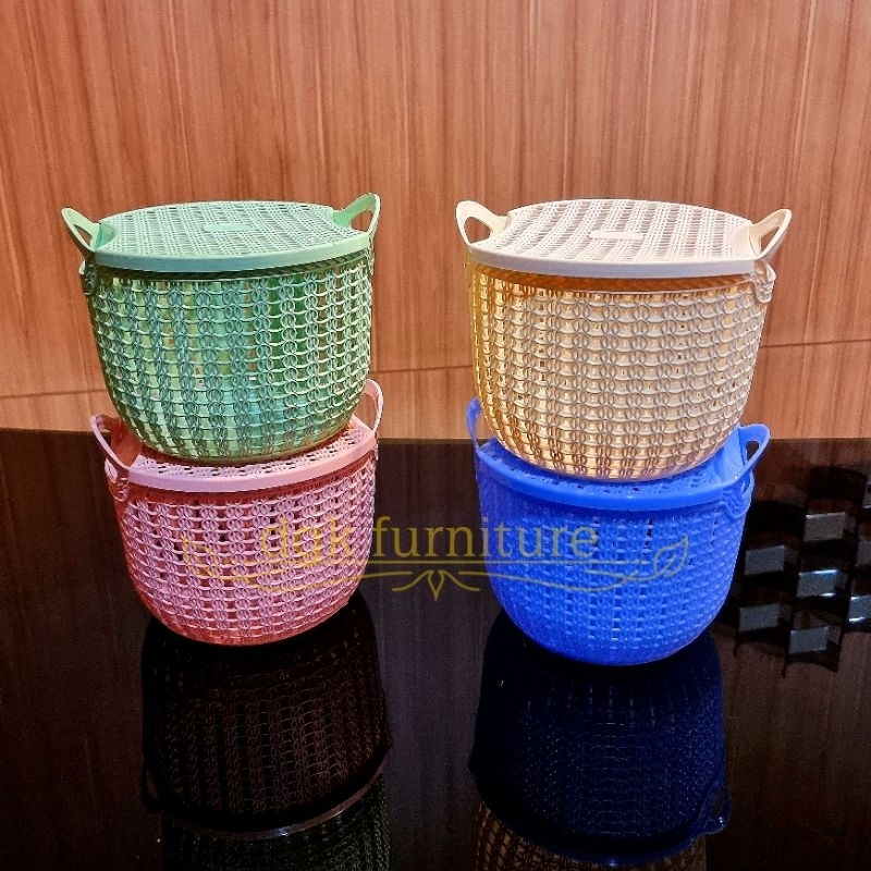Jual Keranjang Tempat Wadah Kotak Kalo Box Penyimpanan Bulat Bertutup Ulang Tahun Souvenir ...
