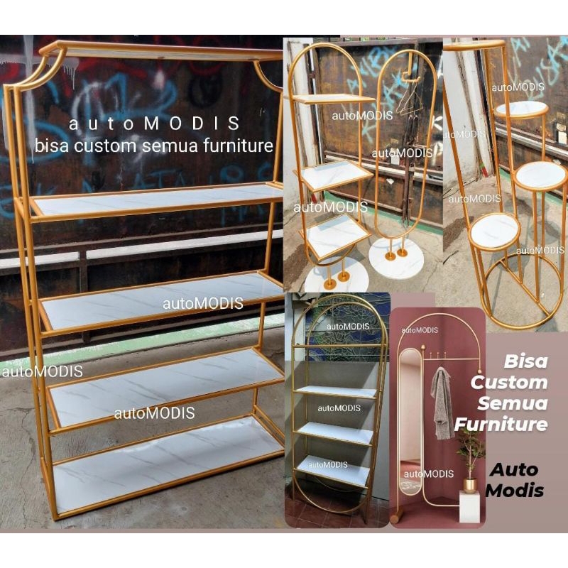 Jual RAK EMAS MARMER MARBLE BESI MINIALIS KNOCK DOWN BOOKCASE AESTHETIC ...