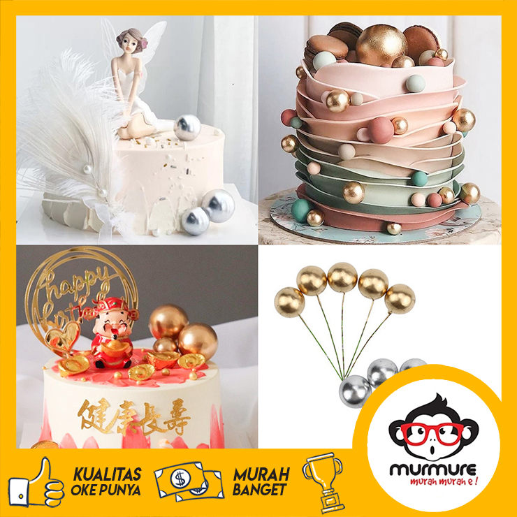 Jual MURMURE | 5PCS BIRTHDAY CAKE TOPPER KUE ULTAH BENTUK BOLA WARNA ...