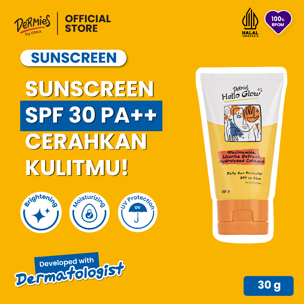 Jual DERMIES Youth Protector Hello Glow Daily Sun Protector 30g ...