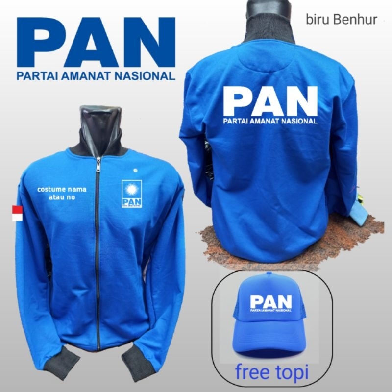 Jual jaket varsity khusus partai pan warna biru Benhur ,+ free topi ...