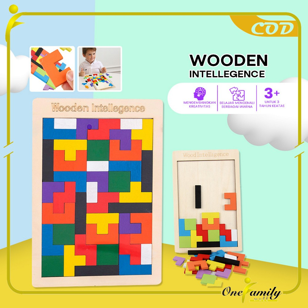 Jual ONE-M334 Puzzle Wooden Intellegence Mainan Kayu Anak / Tetris ...