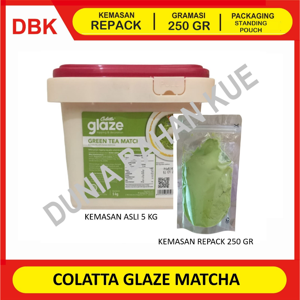 Jual COLATTA DIP GLAZE GREEN TEA MATCHA REPACK 250 GR - TOPPING DONAT ...