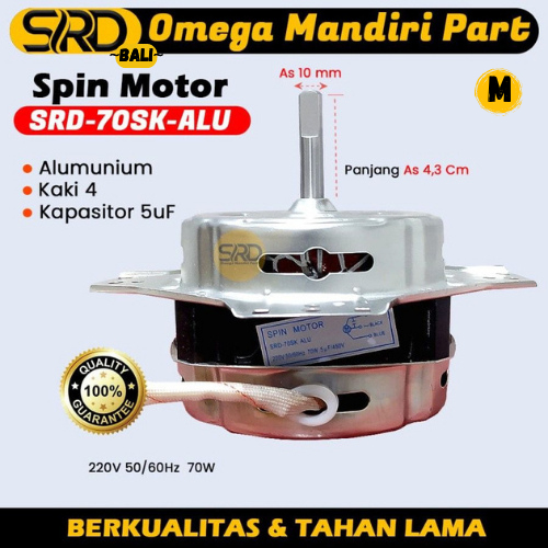 Jual [OMPB] DINAMO SPIN MESIN CUCI GULUNGAN ALUMINIUM KAKI 4 AS10MM -SRD -70SK-ALU (M) | Shopee ...