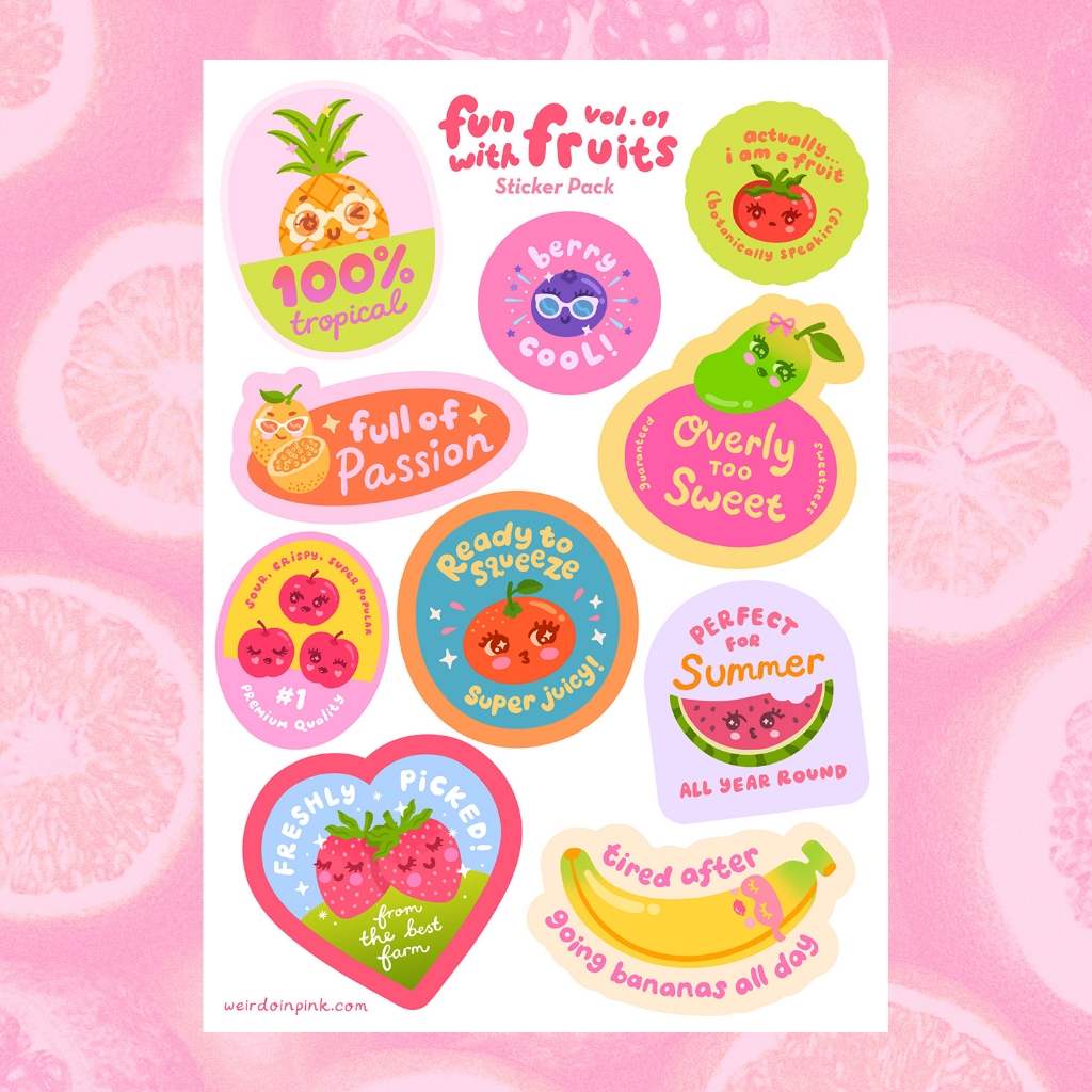 Jual weirdoinpink - Fun With Fruits Vol. 01 - Vinyl Waterproof Sticker ...