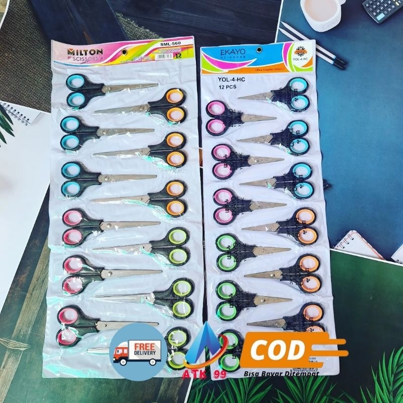 Jual GAGANG HITAM- Gunting Renceng isi 12/SCISSORS/Gunting Warna Hitam ...