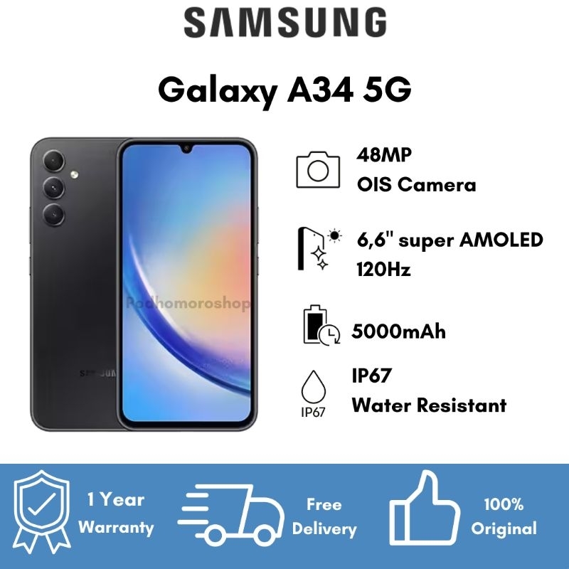 Jual Samsung Galaxy A34 5G 8/128GB - Awesome Graphite | Shopee Indonesia