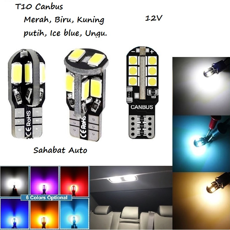 Jual Lampu LED T10 8 Mata 3W 12V Canbus Sein Senja Rem Super Bright ...