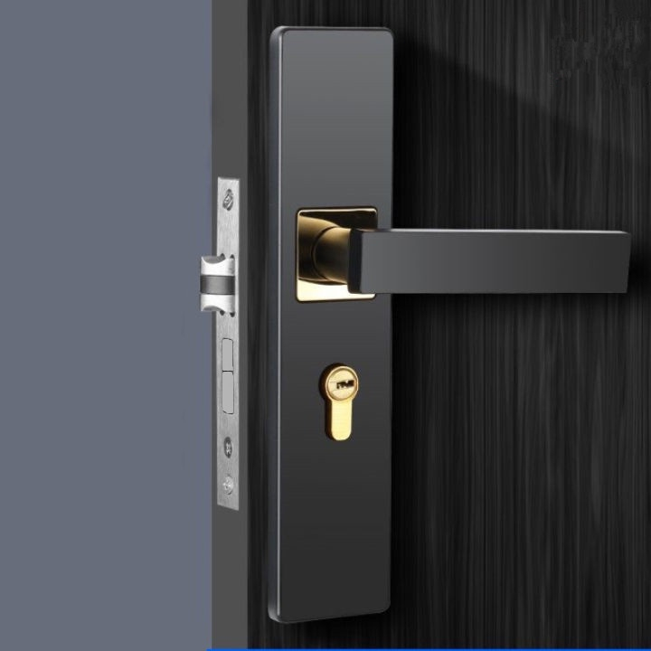 Jual Kunci Handle Set Gagang Pintu Utama Minimalist Emas Black Doff ...