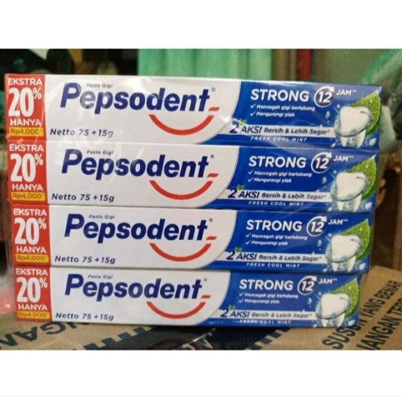 Jual Pepsodent strong 75+15gr(isi 6pcs) | Shopee Indonesia