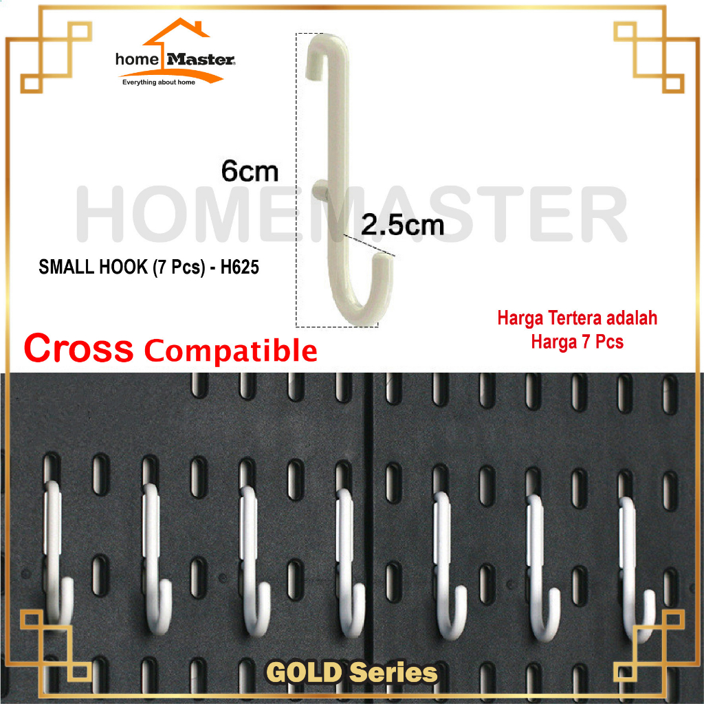 Jual HomeMaster Gantungan/Kait/Holder/Hook Pegboard Small H625 | Shopee ...