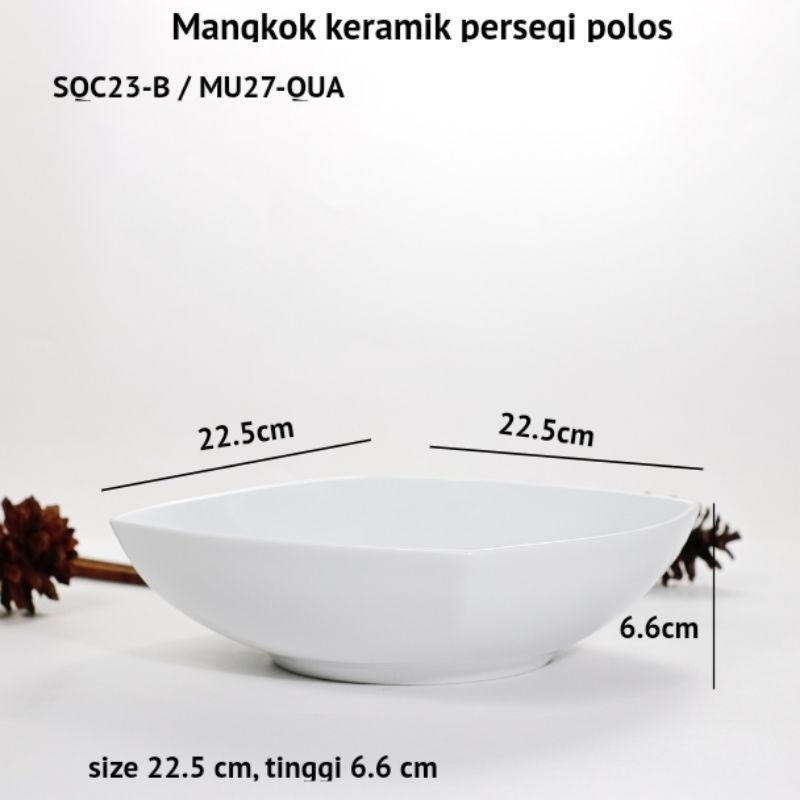 Jual Mangkok keramik persegi polos 22.5cm (1Pcs) Blanc By Indokeramik ...