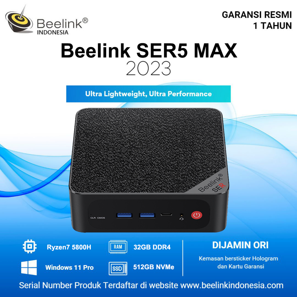 Jual Beelink SER5 MAX AMD Ryzen7 5800H 32/500GB NVMe HDMI DP Windows 11 ...