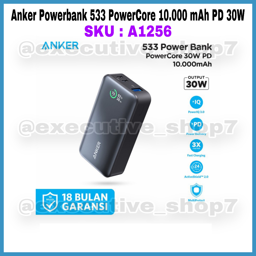 Jual Anker Powerbank 533 PowerCore 10.000 mAh PD 30W - SKU A1256 - Garansi Resmi 18 Bulan ...