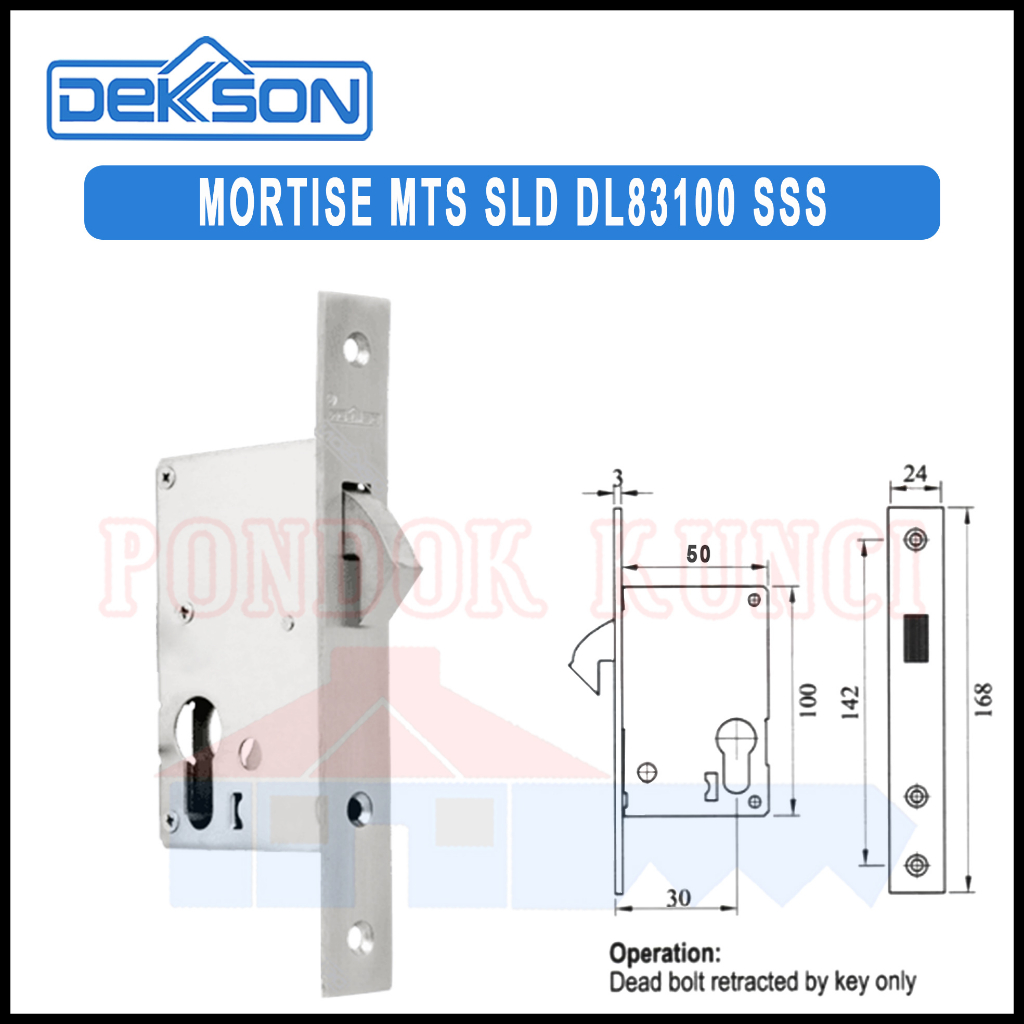 Jual Mortise Bodi Kunci Pintu Sliding Kait Dekkson 83100 SSS Kunci ...