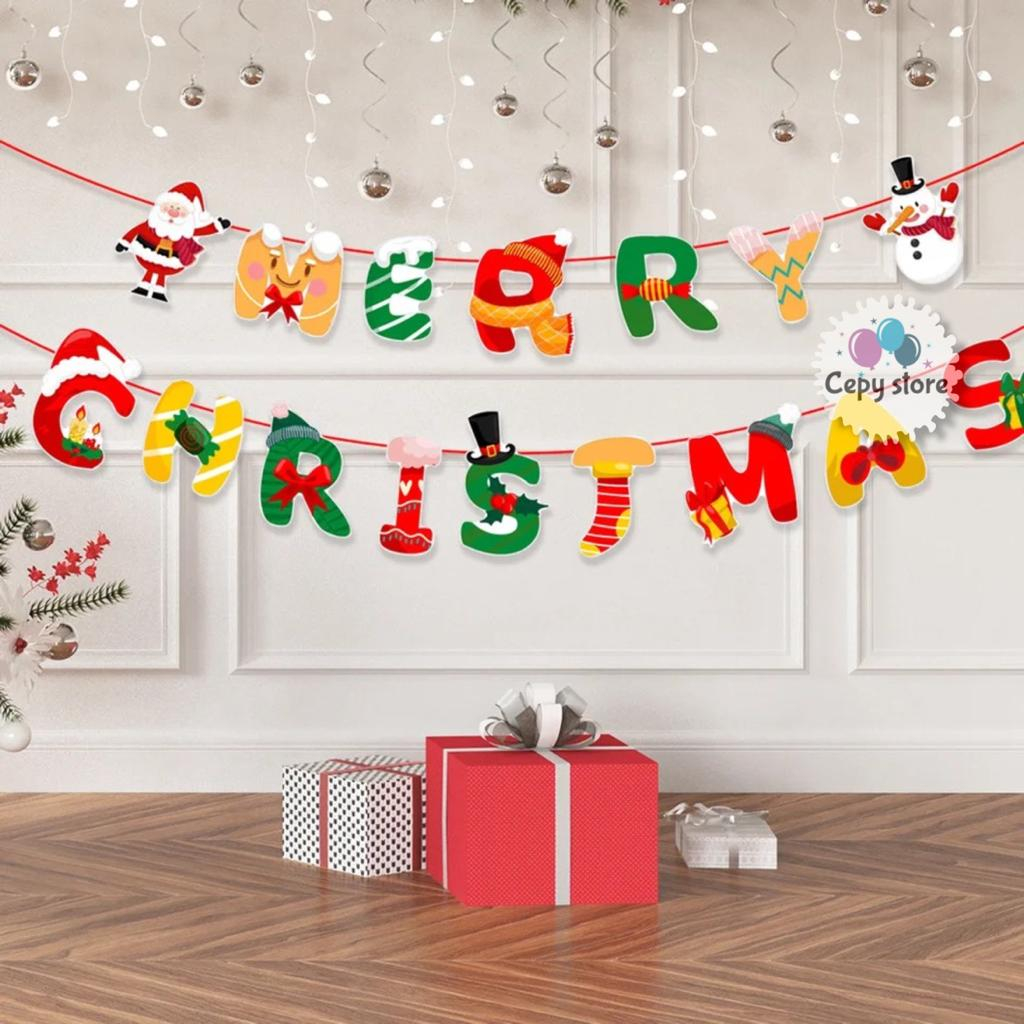 Jual Banner Merry Christmas / Bunting Flag Merry Xmas Cute Shape ...