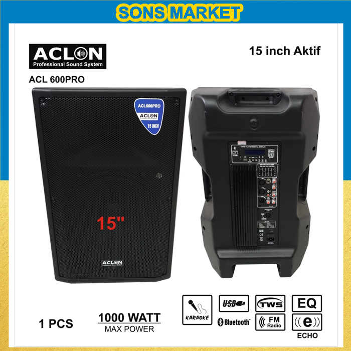 Jual SPEAKER AKTIF 15 INCH ACLON 2WAY 1000 WATT BLUETOOTH MP3 15in USB ...