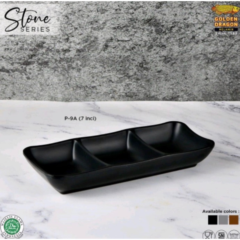 Jual Golden Dragon Tempat Sambal / Acar Melamine Model Batu Doff 3 Sekat - 7 Inch | Shopee Indonesia