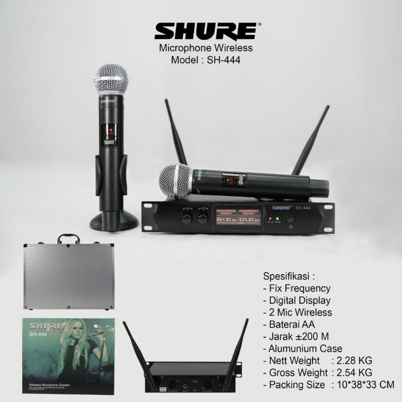 Jual Mic wireless Shure SH 444 Free hardcase koper mic | Shopee Indonesia