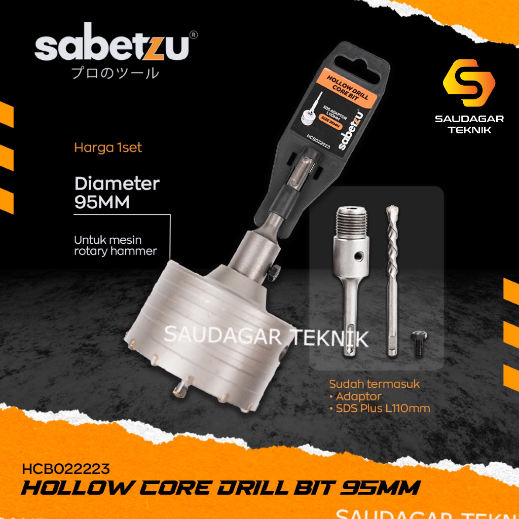 Jual Mata Bor Hole Saw Beton Bobok Tembok SDS PLUS 95MM Sabetzu Holesaw ...