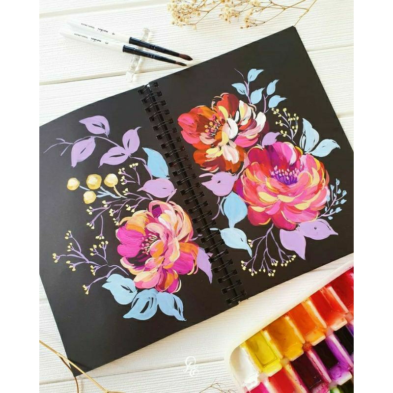 Jual Notebook Black Paper / Sketchbook Hitam / Buku Sketsa / Notebook ...