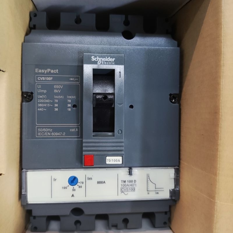 Jual MCCB CVS100F 3P 100A 36KA LV510337 ADJUSTABLE 70-100A | Shopee Indonesia