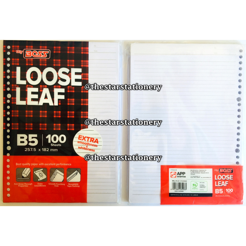 Jual (1 Pak Isi 100 Lembar) Loose Leaf Big Boss B5 100 Lembar / Isi Kertas File B5 100 Lembar ...