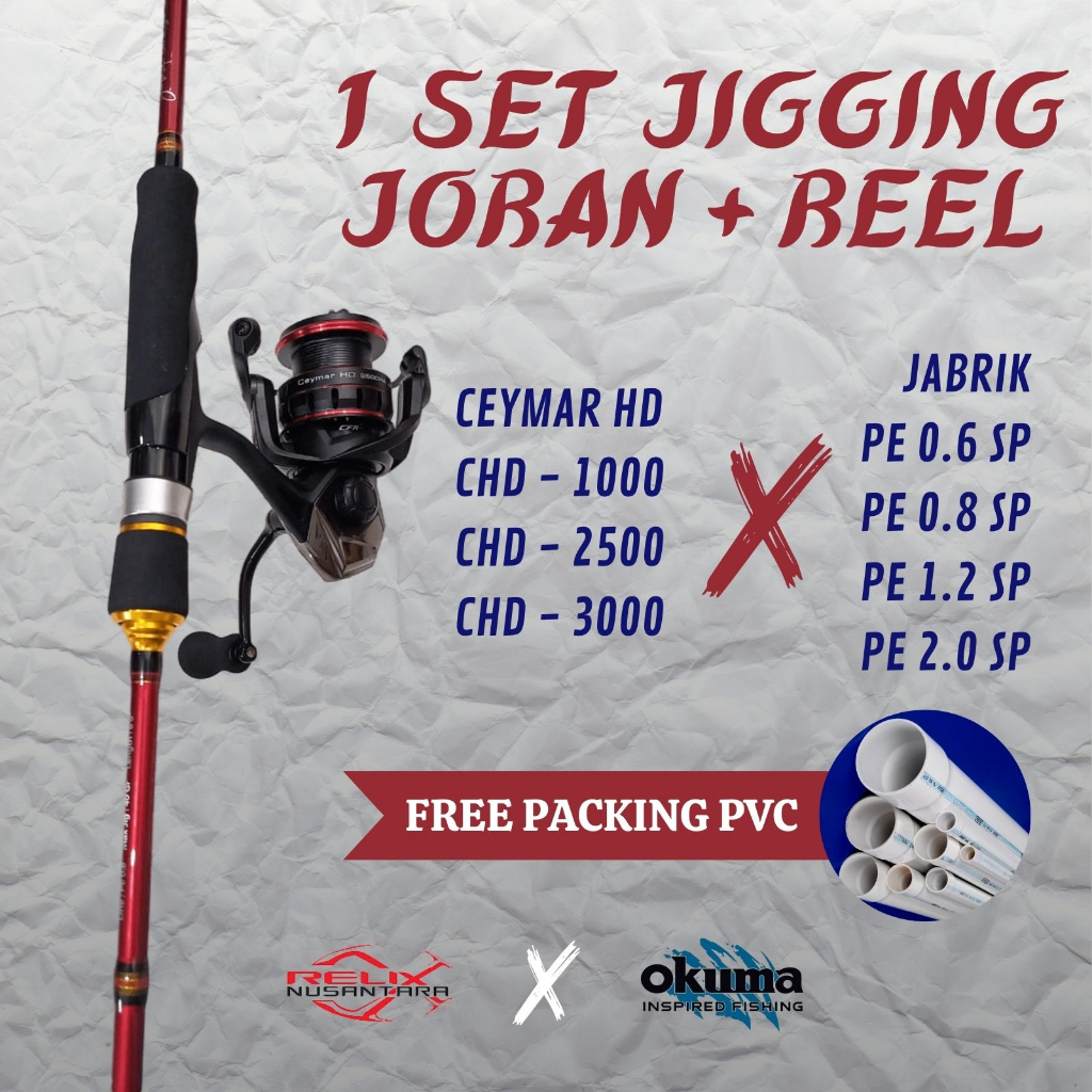 Jual [PAKET 1] 1 Set Mancing Joran + Reel Pancing Relix Nusantara Okuma ...